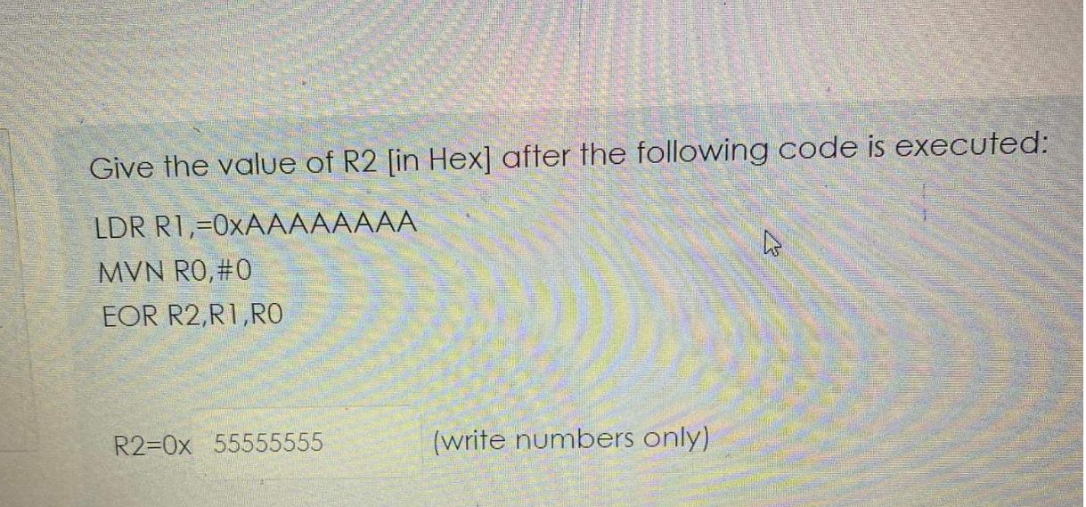 Solved Give the value of R2 [in Hex] ﻿after the following | Chegg.com