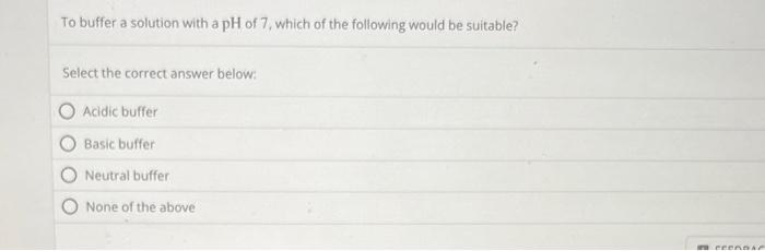 Solved To buffer a solution with a pH of 7, which of the | Chegg.com
