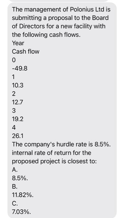 Solved The management of Polonius Ltd is submitting a | Chegg.com