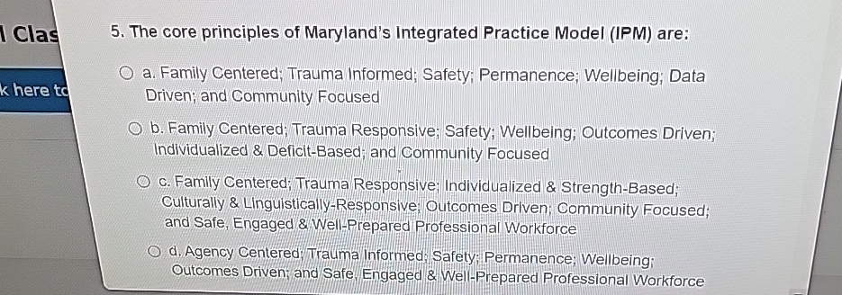 Solved The core principles of Maryland's Integrated Practice | Chegg.com
