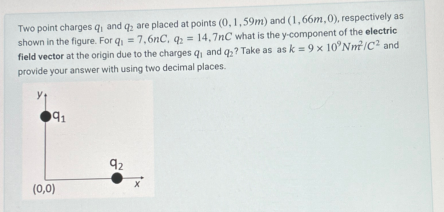 Solved Two point charges q1 ﻿and q2 ﻿are placed at points | Chegg.com