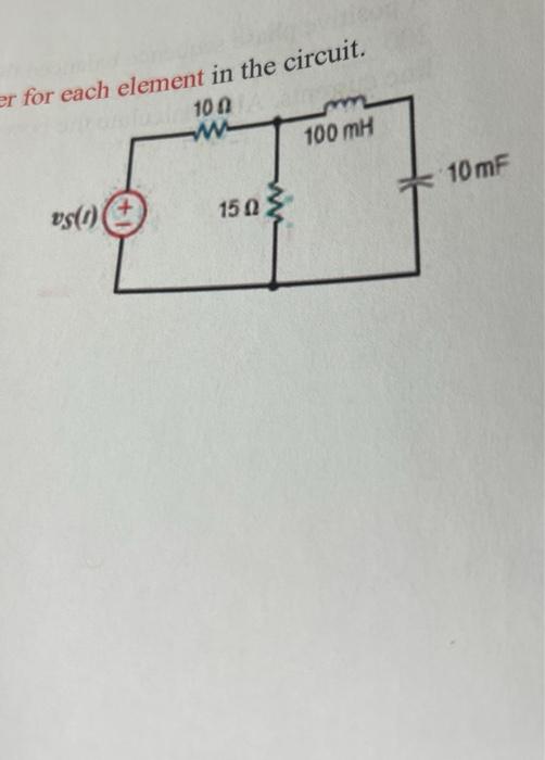 Solved Given vs(t) =10 cos(50t)Find the average power for | Chegg.com