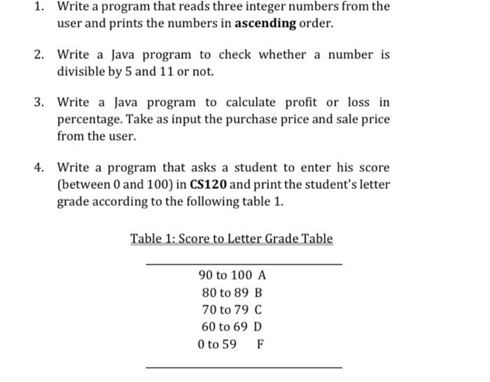 Solved 1 Write A Program That Reads Three Integer Numbers