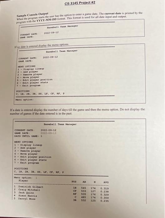 Solved Specifications PART 1 - Create a program that manages | Chegg.com