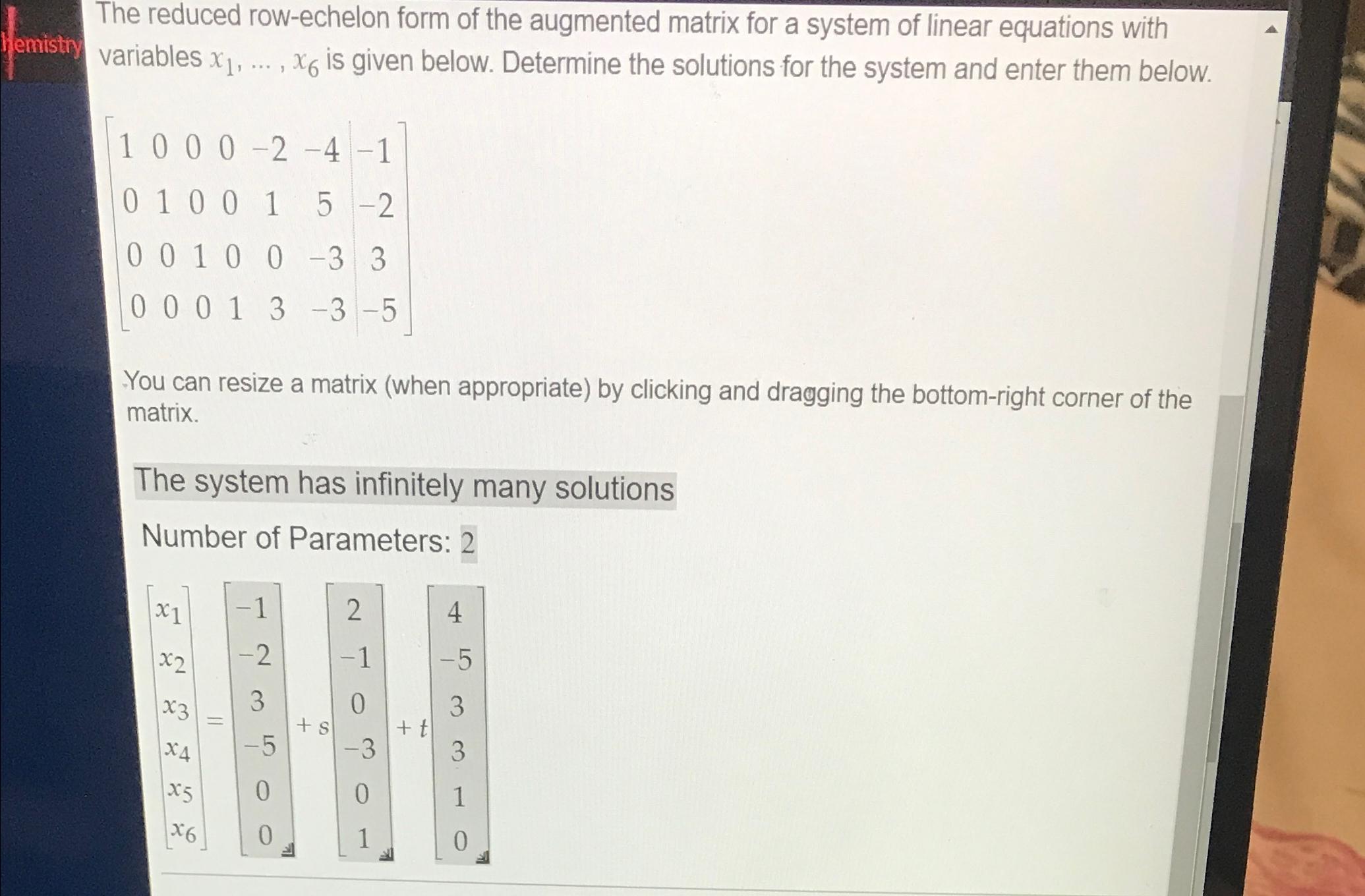 Solved The reduced row-echelon form of the augmented matrix | Chegg.com