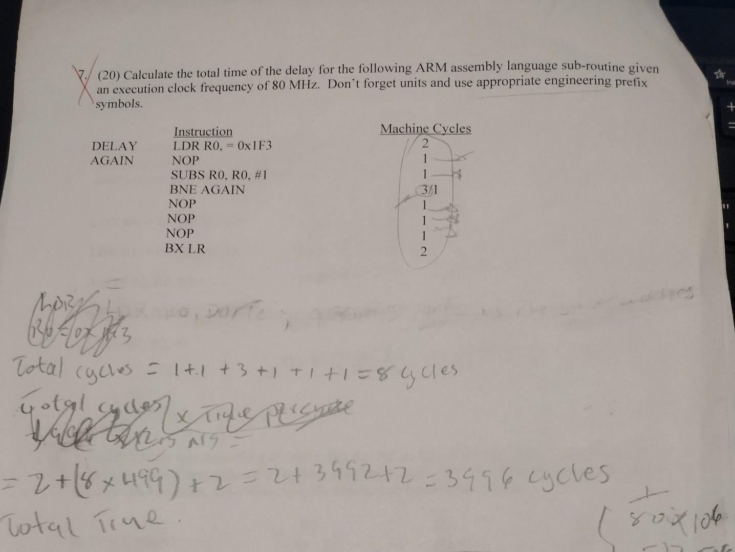 Solved 7. (20) Calculate the total time of the delay for the | Chegg.com