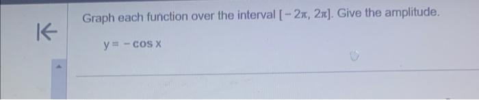 Solved Graph each function over the interval [−2π,2π]. Give | Chegg.com