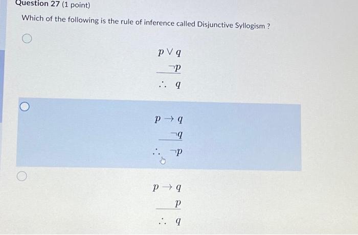 Solved Which of the following is the rule of inference | Chegg.com