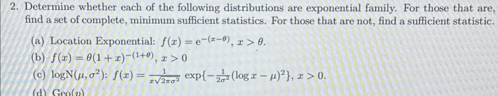 Solved Determine whether each of the following distributions | Chegg.com