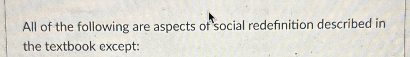 Solved All of the following are aspects of social | Chegg.com