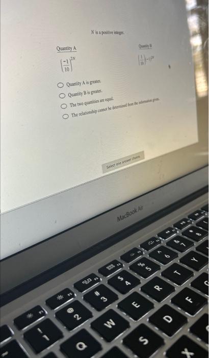 Solved N is a pentine veisja Quantity A Qumb 1 (10−1)2x | Chegg.com