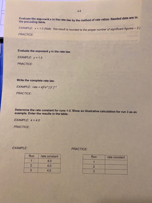 4 CHEMICAL KINETICS Pre-Lab Assignment NAME 1415 | Chegg.com