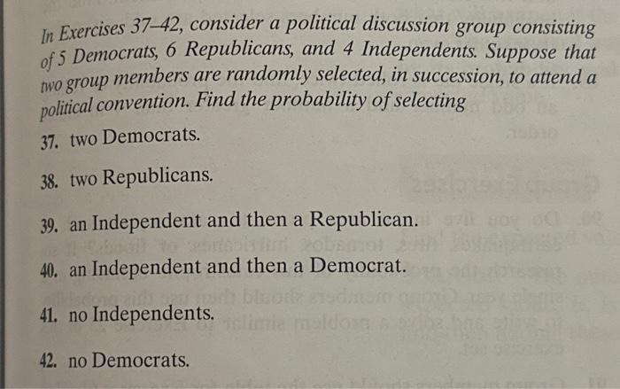 Solved In Exercises 37-42, consider a political discussion | Chegg.com