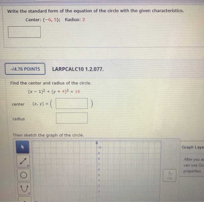 Solved Write The Standard Form Of The Equation Of The Circle Chegg