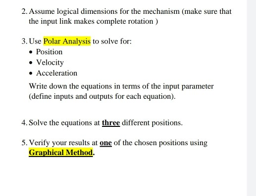 2. Assume logical dimensions for the mechanism (make | Chegg.com