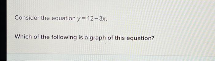 Solved Consider the equation y = 12-3x. Which of the | Chegg.com