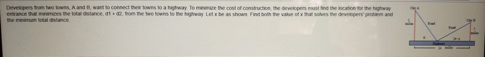 Solved City A Developers from two towns A and B want to | Chegg.com