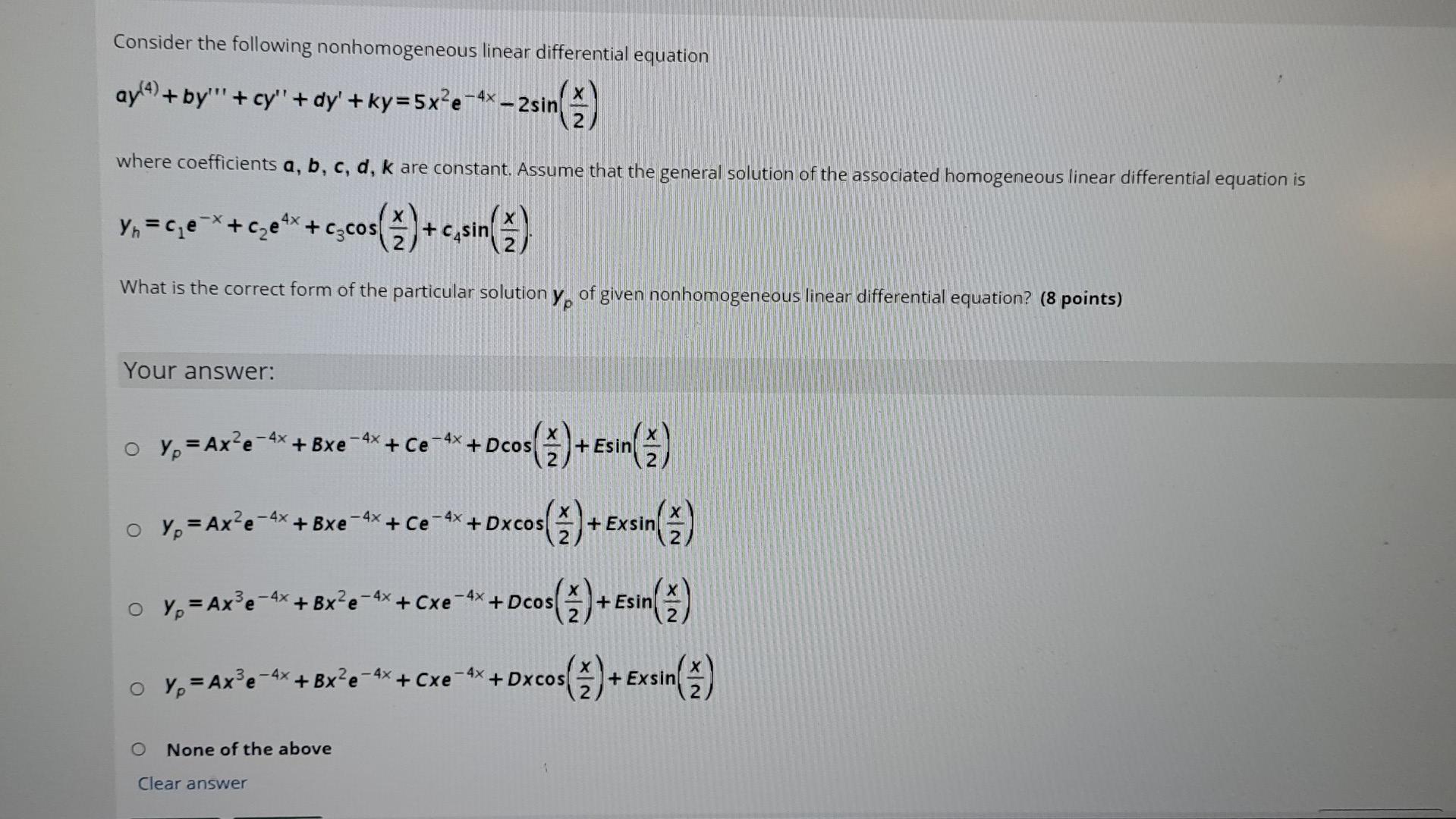 Solved Consider the following nonhomogeneous linear | Chegg.com