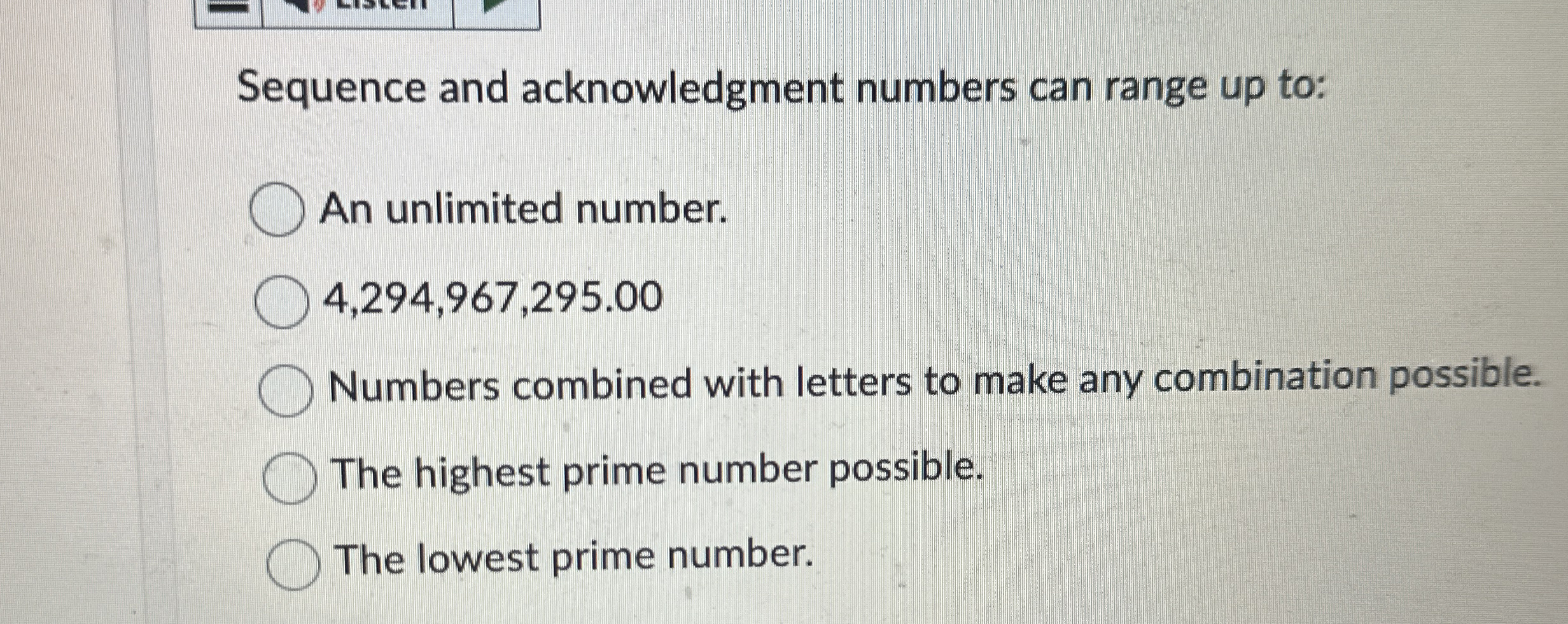 Solved Sequence and acknowledgment numbers can range up | Chegg.com