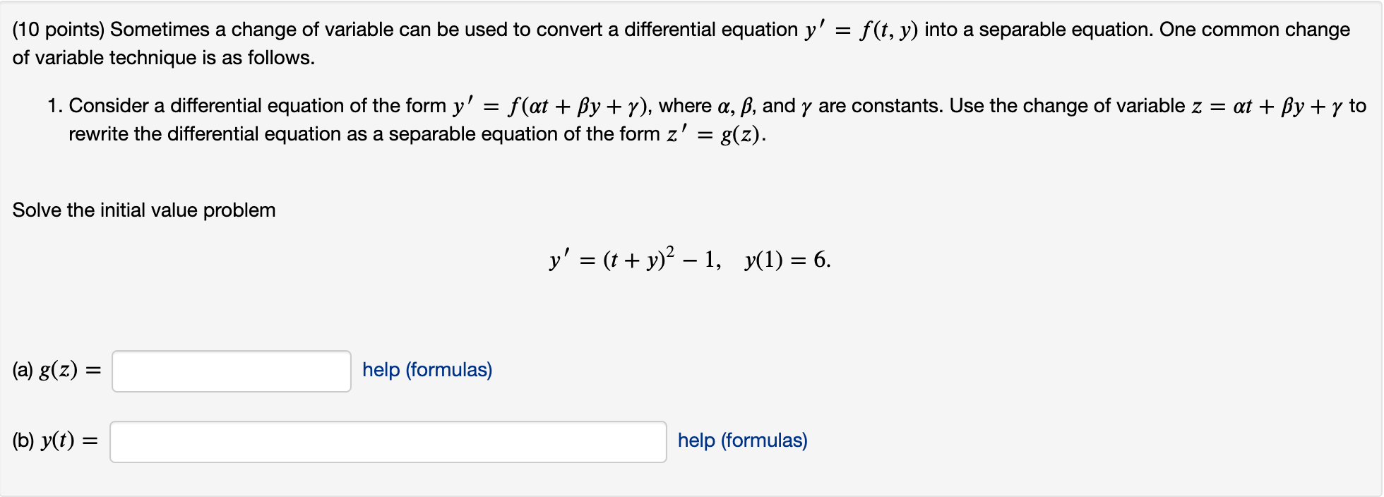 Solved (10 ﻿points) ﻿Sometimes a change of variable can be | Chegg.com