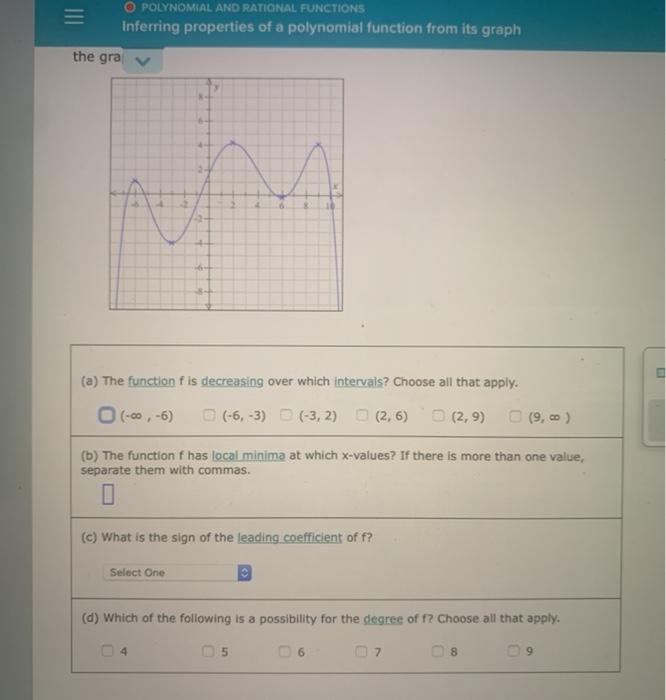 Solved O POLYNOMIAL AND RATIONAL FUNCTIONS Inferring | Chegg.com