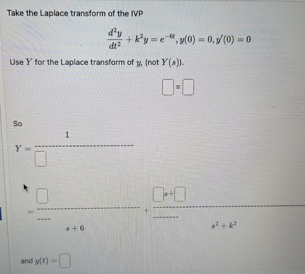 Solved Take the Laplace transform of the | Chegg.com