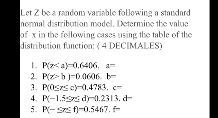Solved Let Z Be A Random Variable Following A Standard