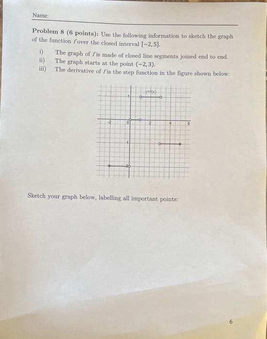 Solved Problem 8 (6 points): Use the following information | Chegg.com