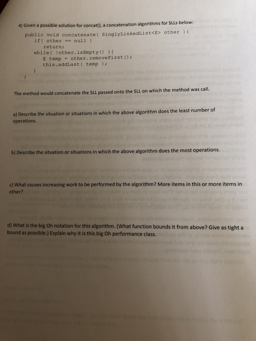 Solved Part 1: 1) Given the following algorithm: public | Chegg.com