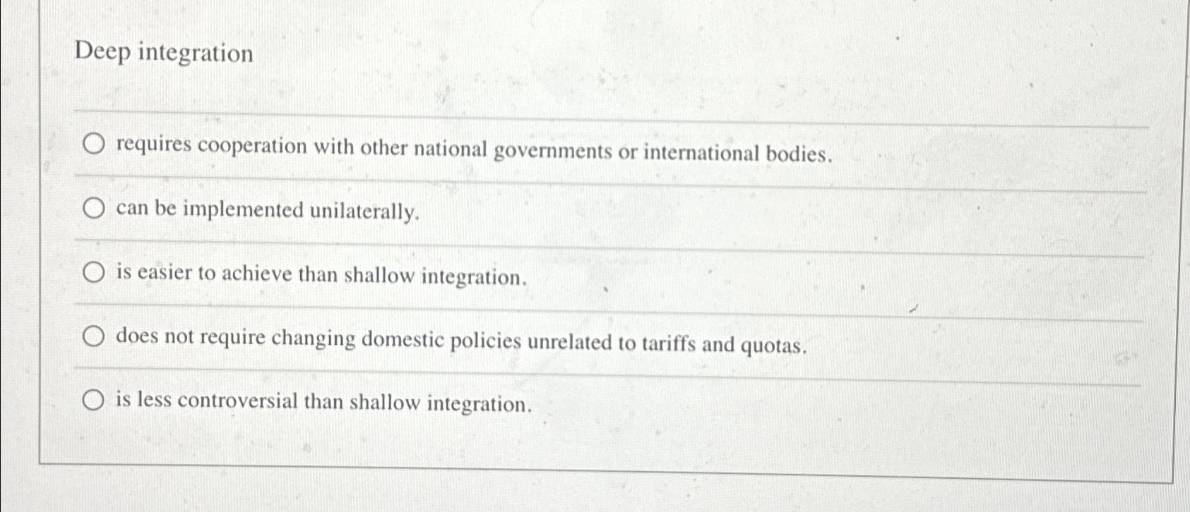 Solved Deep integrationrequires cooperation with other | Chegg.com