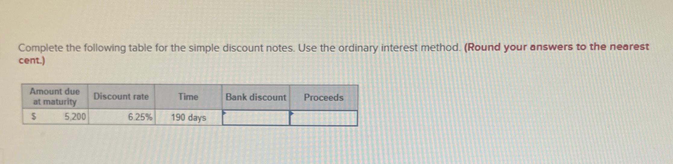 Solved Complete the following table for the simple discount | Chegg.com