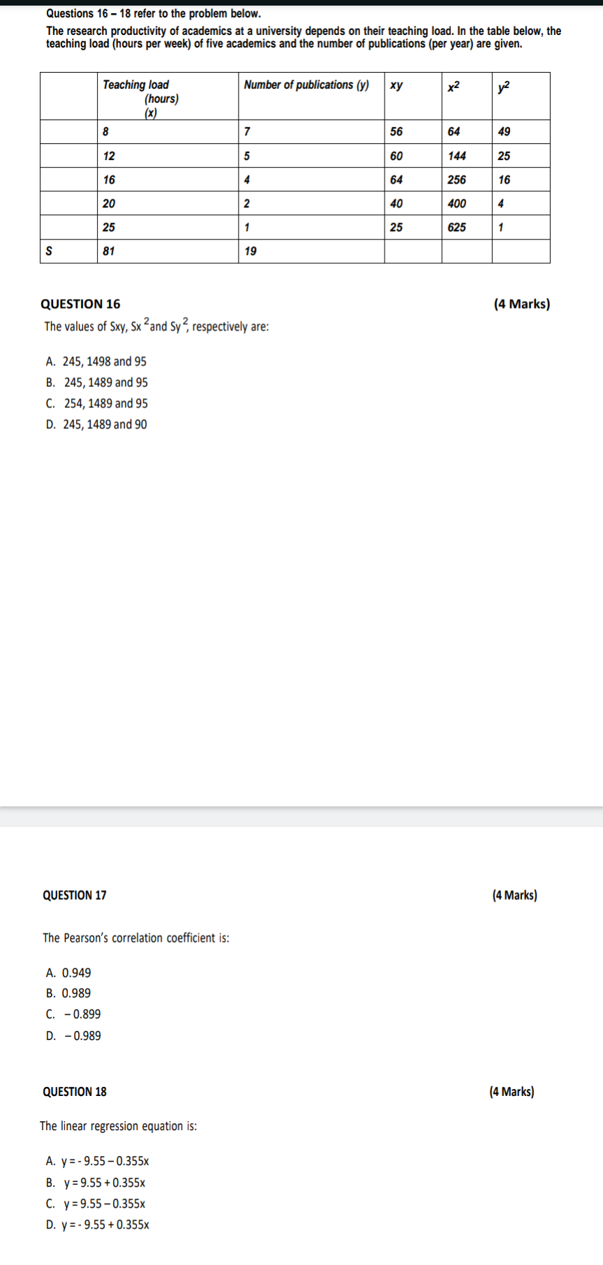 Solved Questions 16−18 refer to the problem below. The | Chegg.com