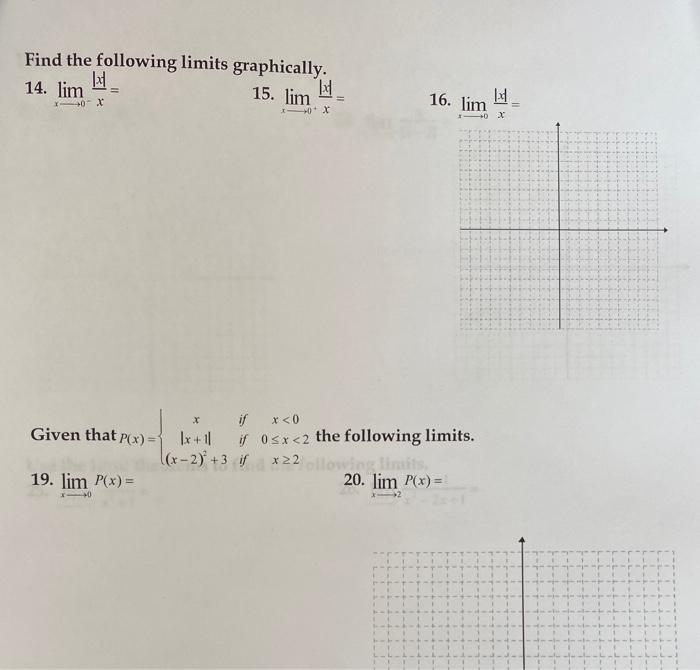 Solved Find the following limits graphically. 124 14. lim | Chegg.com