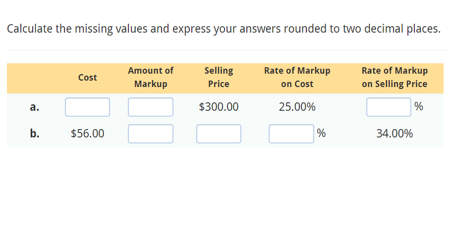 Solved Calculate the missing values and express your answers | Chegg.com