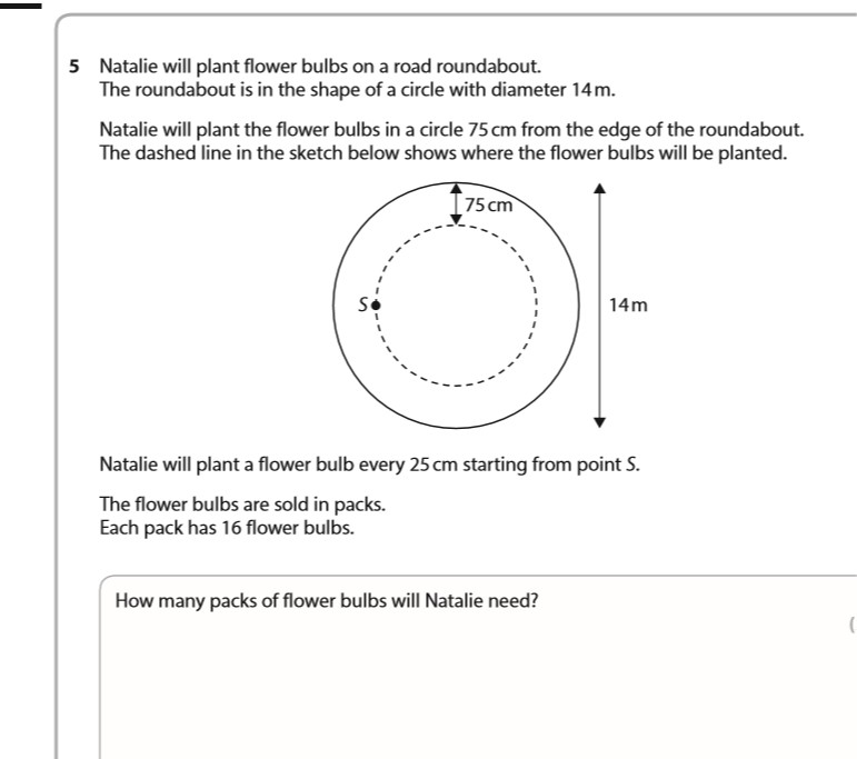 Solved 5 ﻿Natalie will plant flower bulbs on a road | Chegg.com