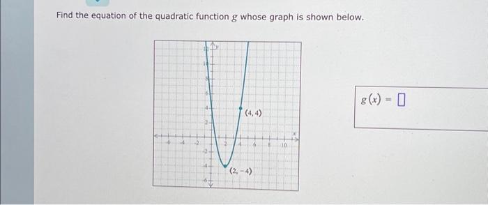 Solved Find the equation of the quadratic function g whose | Chegg.com