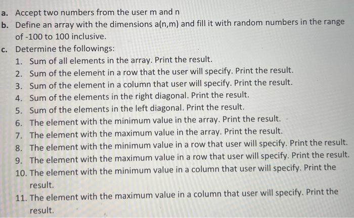 Solved a. Accept two numbers from the user m and n b. Define | Chegg.com