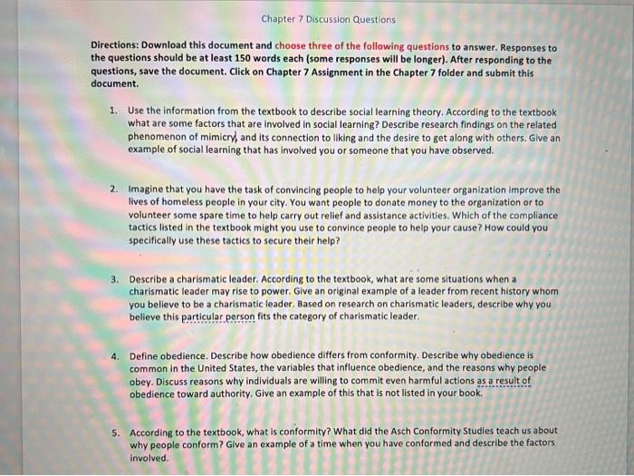 Solved Chapter 7 Discussion Questions Directions: Download | Chegg.com