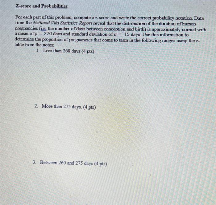Solved For each part of this problem, compute a z-score and | Chegg.com