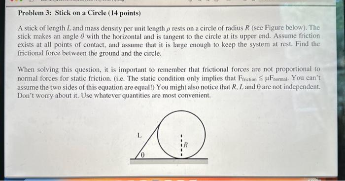 Solved A stick of length L and mass density per unit length | Chegg.com