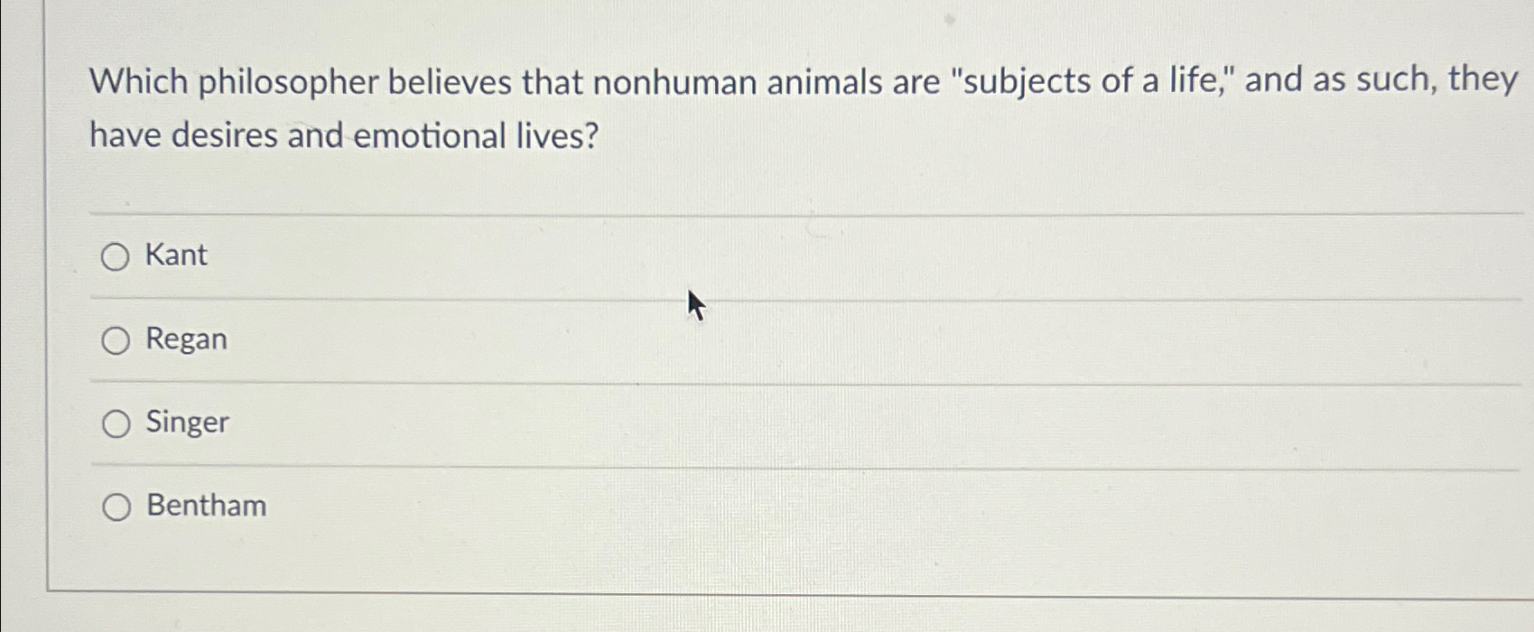 Solved Which philosopher believes that nonhuman animals are | Chegg.com