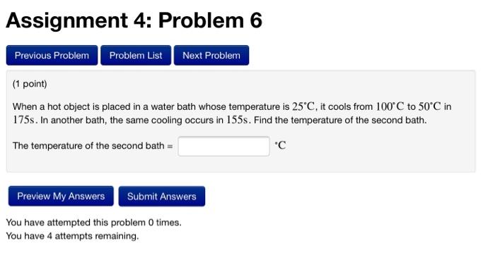 Solved Assignment 4 Problem 5 Previous Problem Problem List 6075