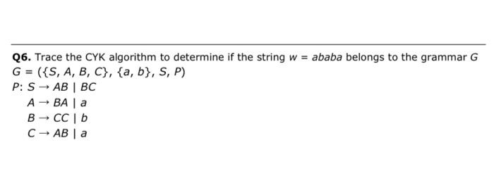 Solved Q4. Trace the CYK algorithm to determine if the | Chegg.com