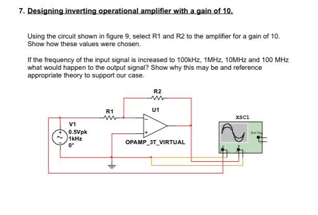 Solved Designing inverting operational amplifier with a gain | Chegg.com