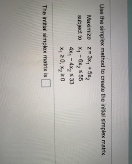 Solved Use the simplex method to create the initial simplex | Chegg.com