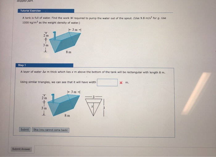 Solved skipped part Tutorial Exercise A tank is full of | Chegg.com