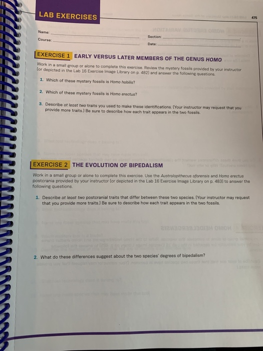 Solved LAB EXERCISES Name Section: Course: Date EXERCISE 1 | Chegg.com