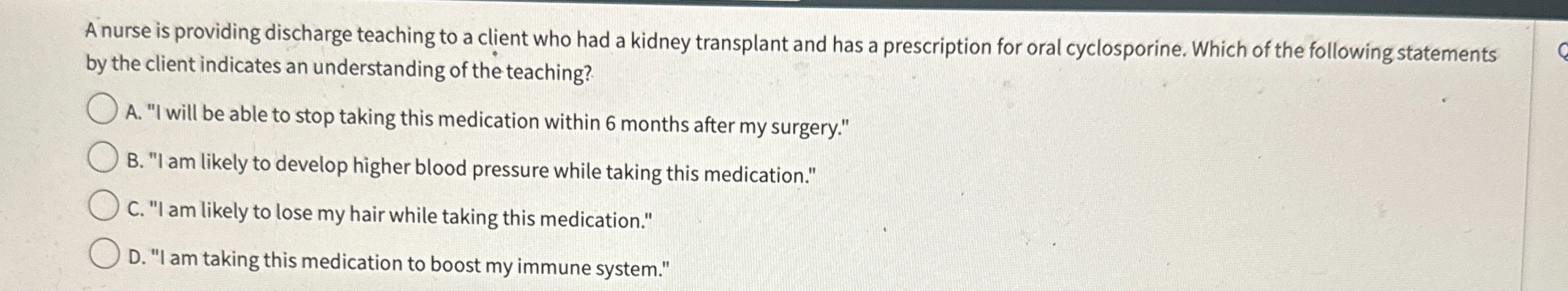 Solved A nurse is providing discharge teaching to a client | Chegg.com