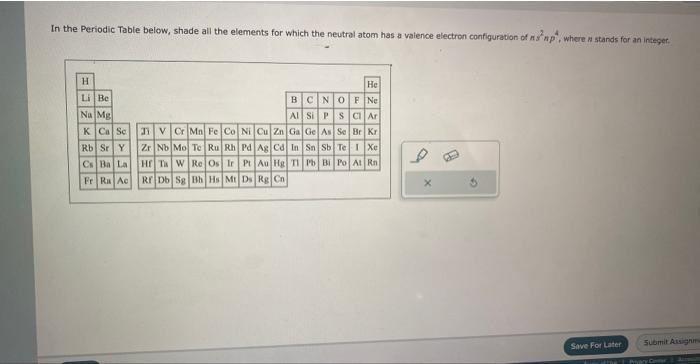 Solved In the Periodic Tabie below, shade all the elements | Chegg.com