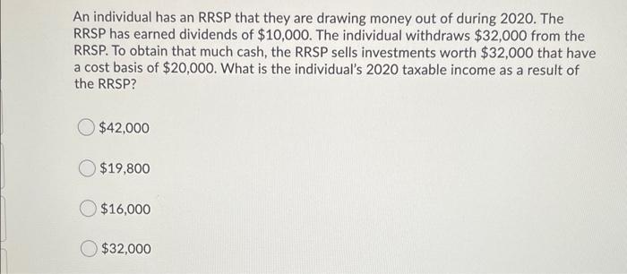 Solved An individual has an RRSP that they are drawing money | Chegg.com